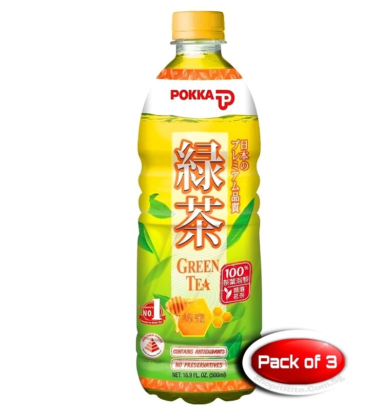 Pokka Honey Green Tea 500mL 3 Bottles