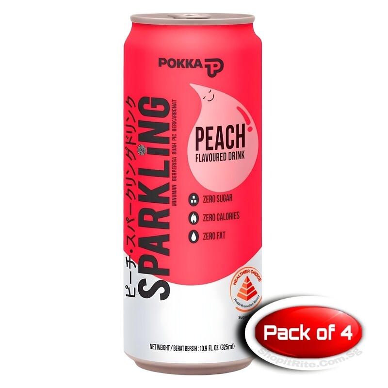 Pokka Sparkling Peach 325ml 4 Cans