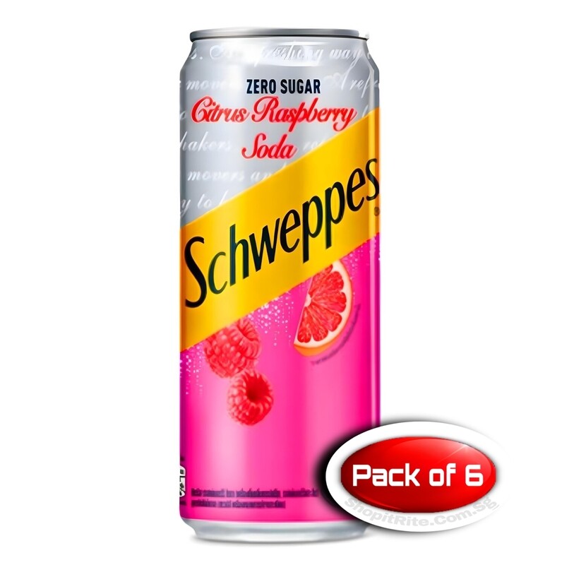 SCHWEPPES CITRUS RASPBERRY SODA 330mL 6 Cans