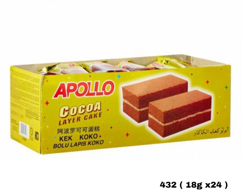 Apollo Cocoa Layer Cake 18g x 24pcs Inside