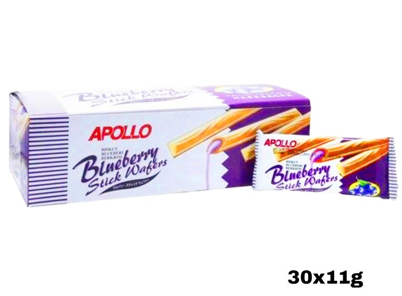 Apollo Blueberry Stick Wafers 11g x 30pcs Inside