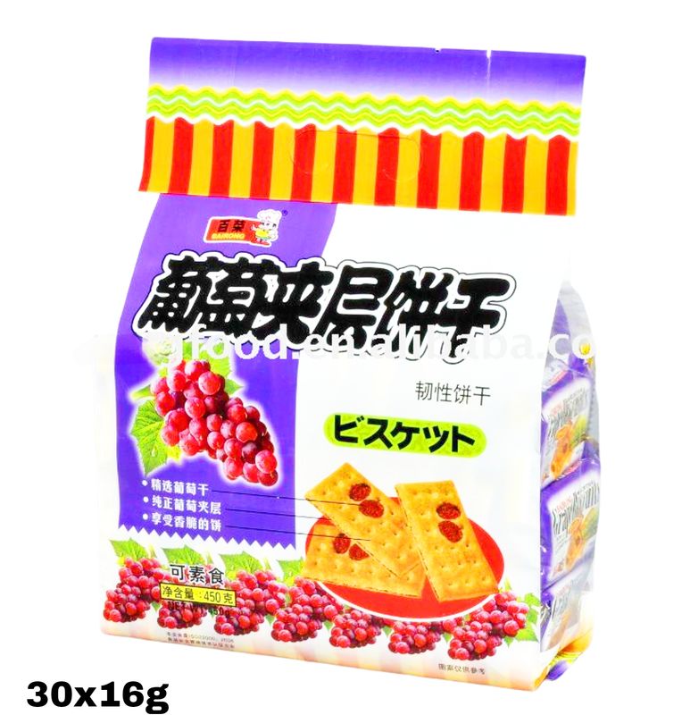 Bairong brand. Grape Layer Biscuits 16g x 30pcs Inside