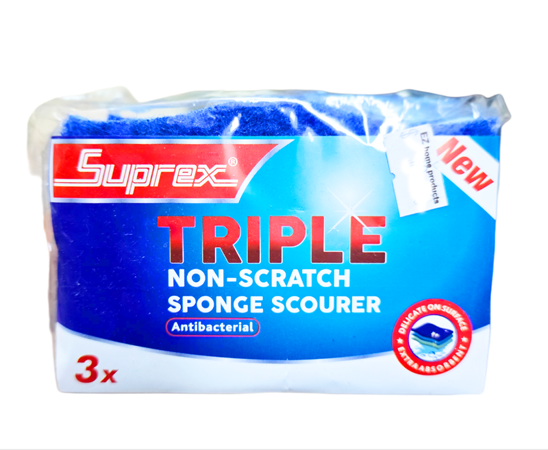 Suprex Tripple Non-Scratch Antibacterial Sponge Scourer 3x Pack