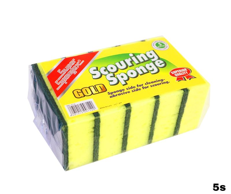 Super Spongex Gold Scouring Spong 5s Pack
