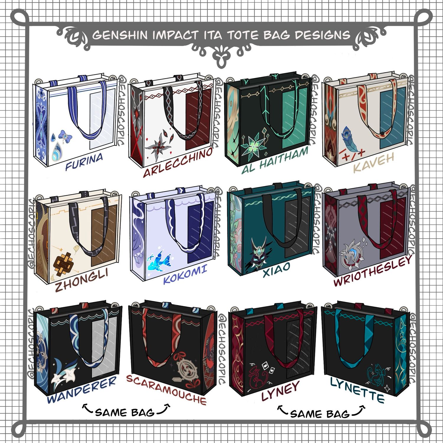 Genshin Ita Canvas Tote Bags!