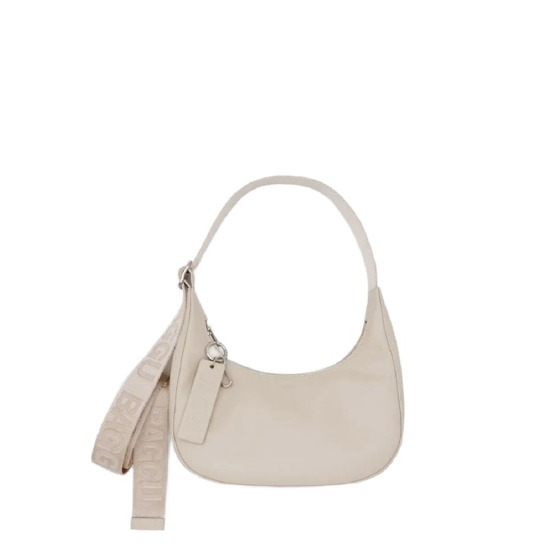 BAGGU Small Recycled Leather Crescent Bag Stone