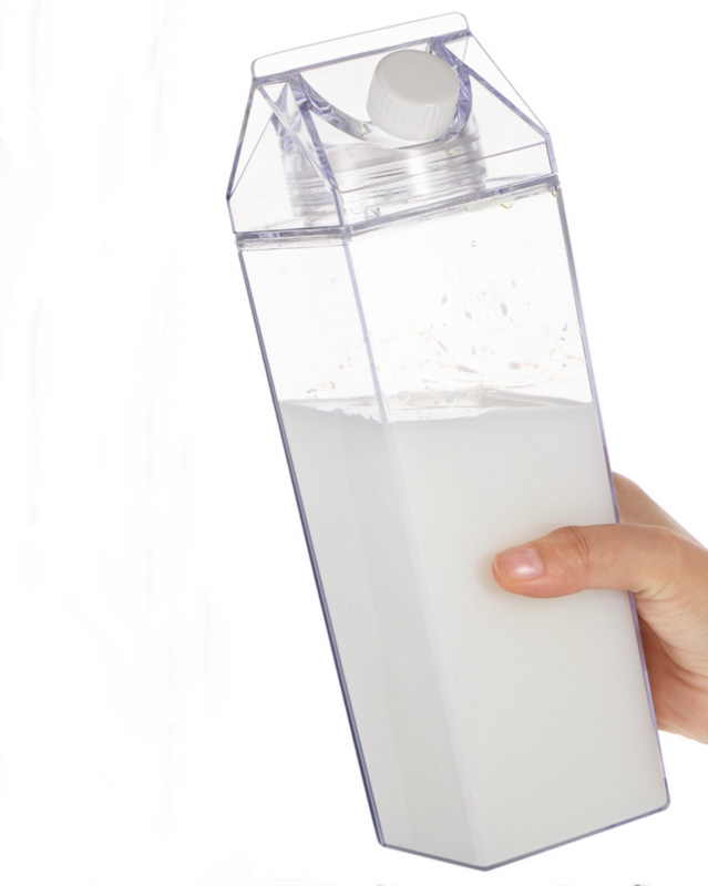 33 oz Clear Milk Carton Water Bottle Plastic Square Milk Bottles ...