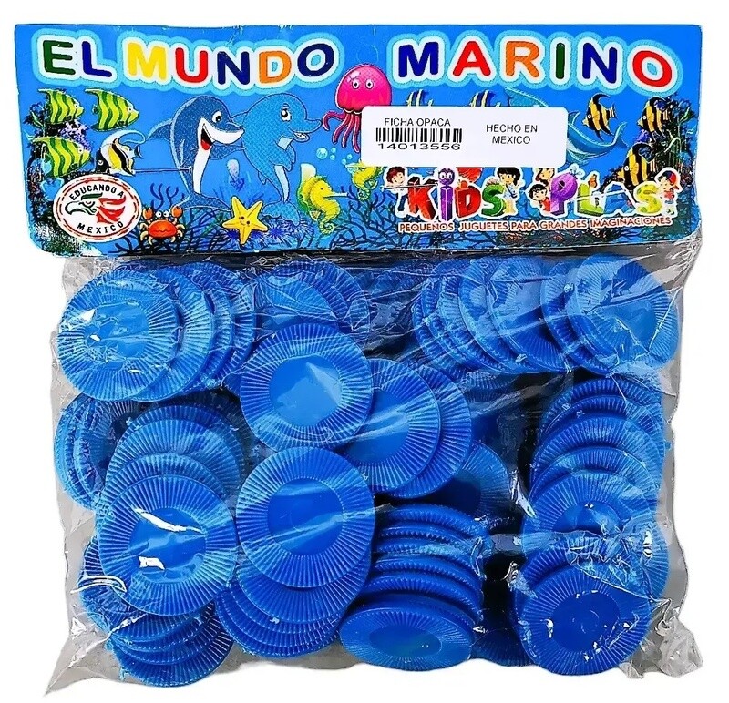 ficha plástica c/100 azul rey