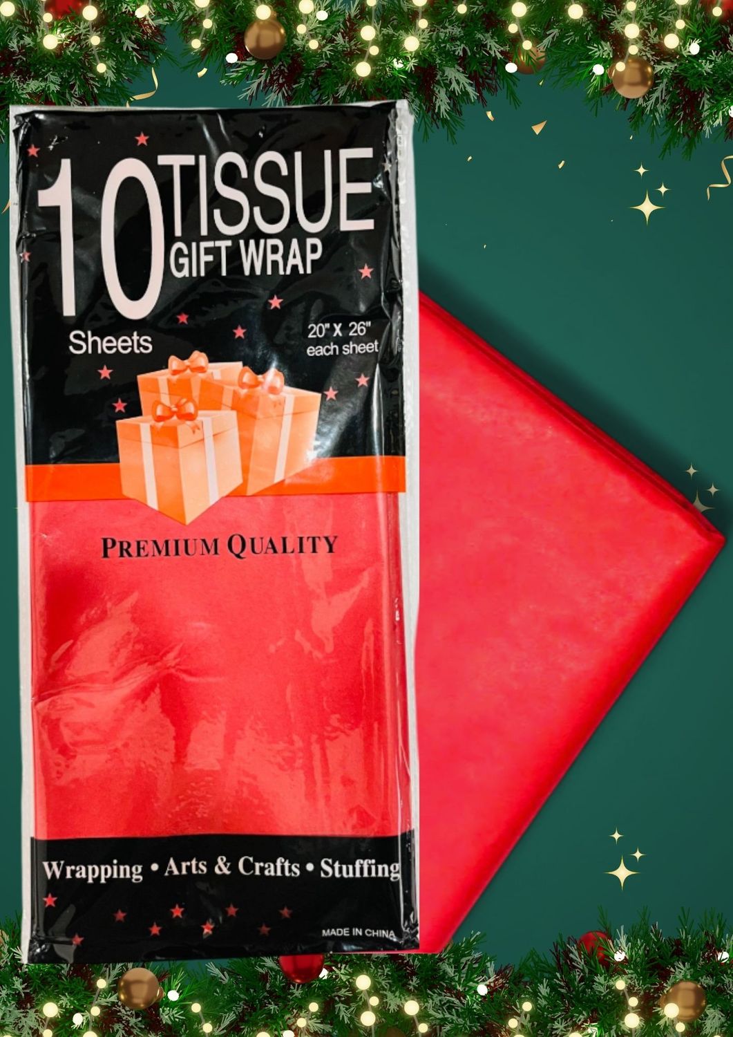 Papel China Paq. C/10Pzs Rojo