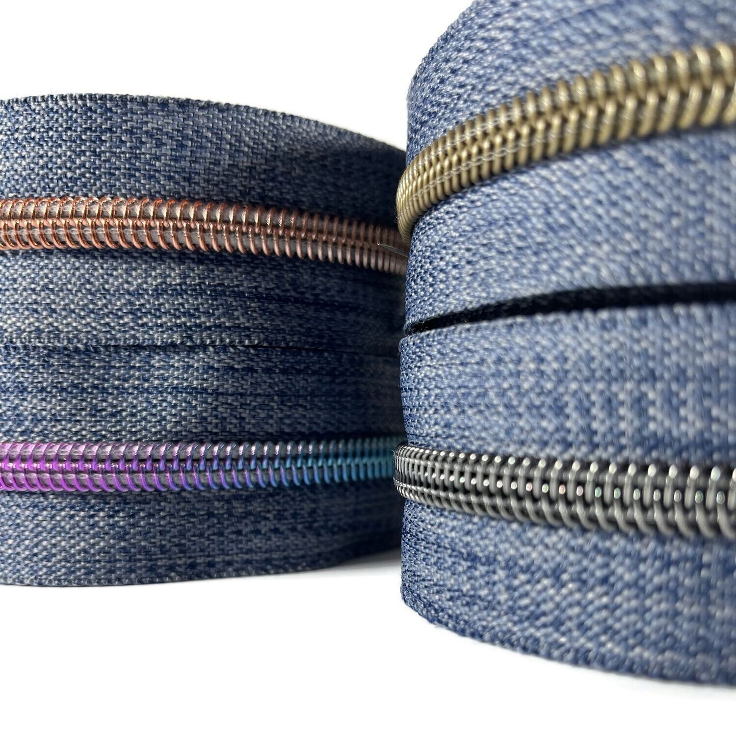 Denim Continuous Zipper Tape with 5 Teeth Finishes - Denim #5 Zipper ...