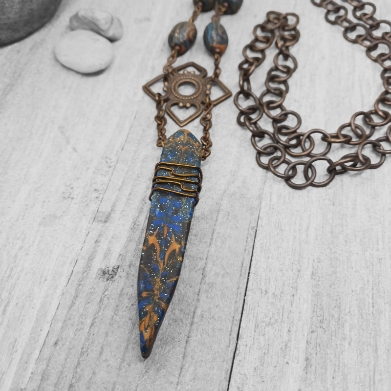 Polymer Clay Necklace | Dagger Necklace | Long Necklace