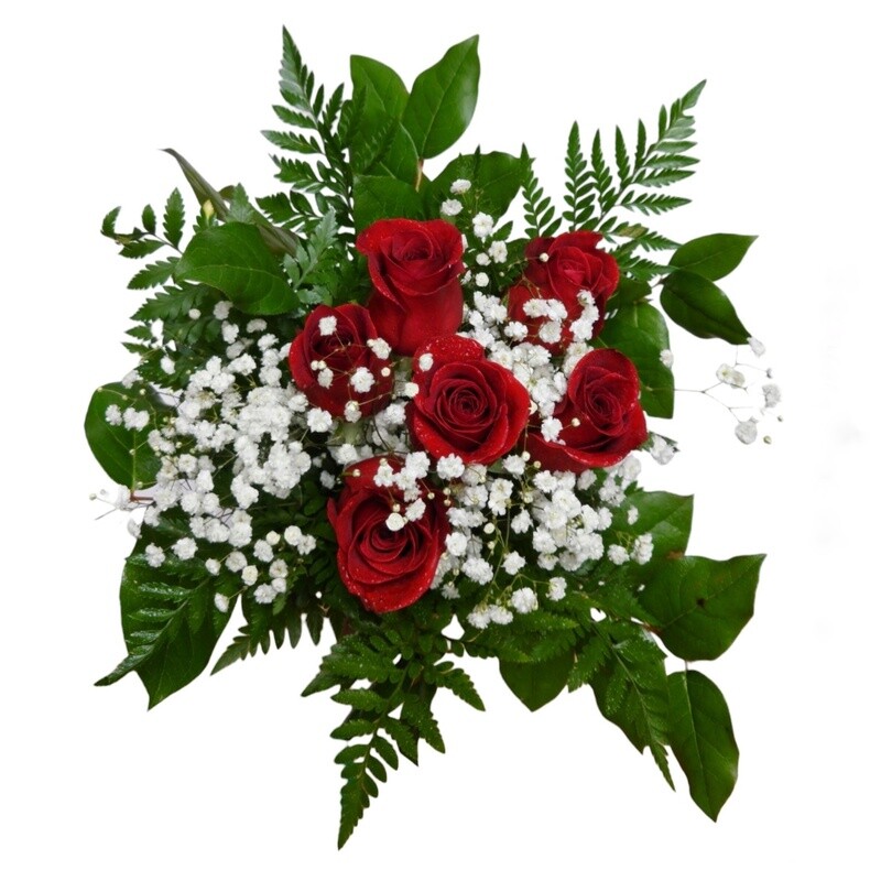 Half Dozen Roses Wrapped Bouquet Half Dozen Roses Wrapped Bouquet