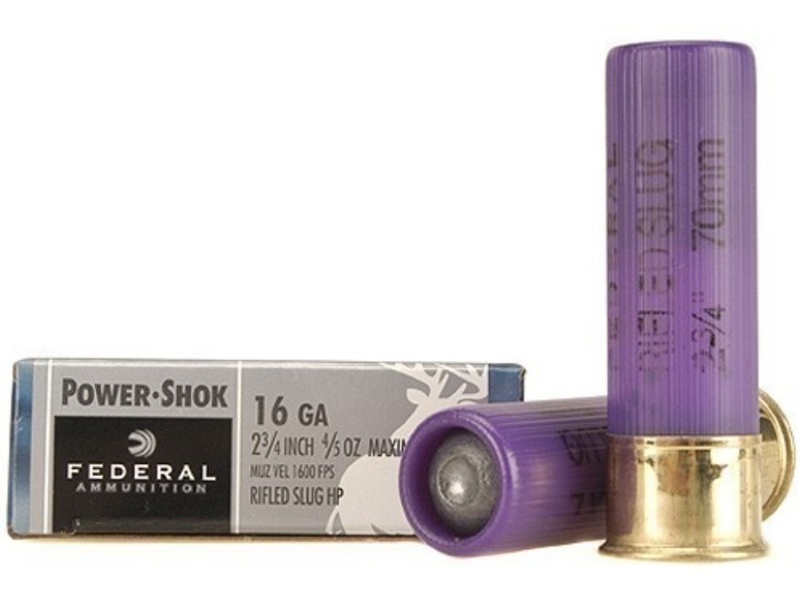 Federal Power-Shok 16 Gauge 2 3/4" Maximum Rifled Hollow Point Slug 4/5 ...