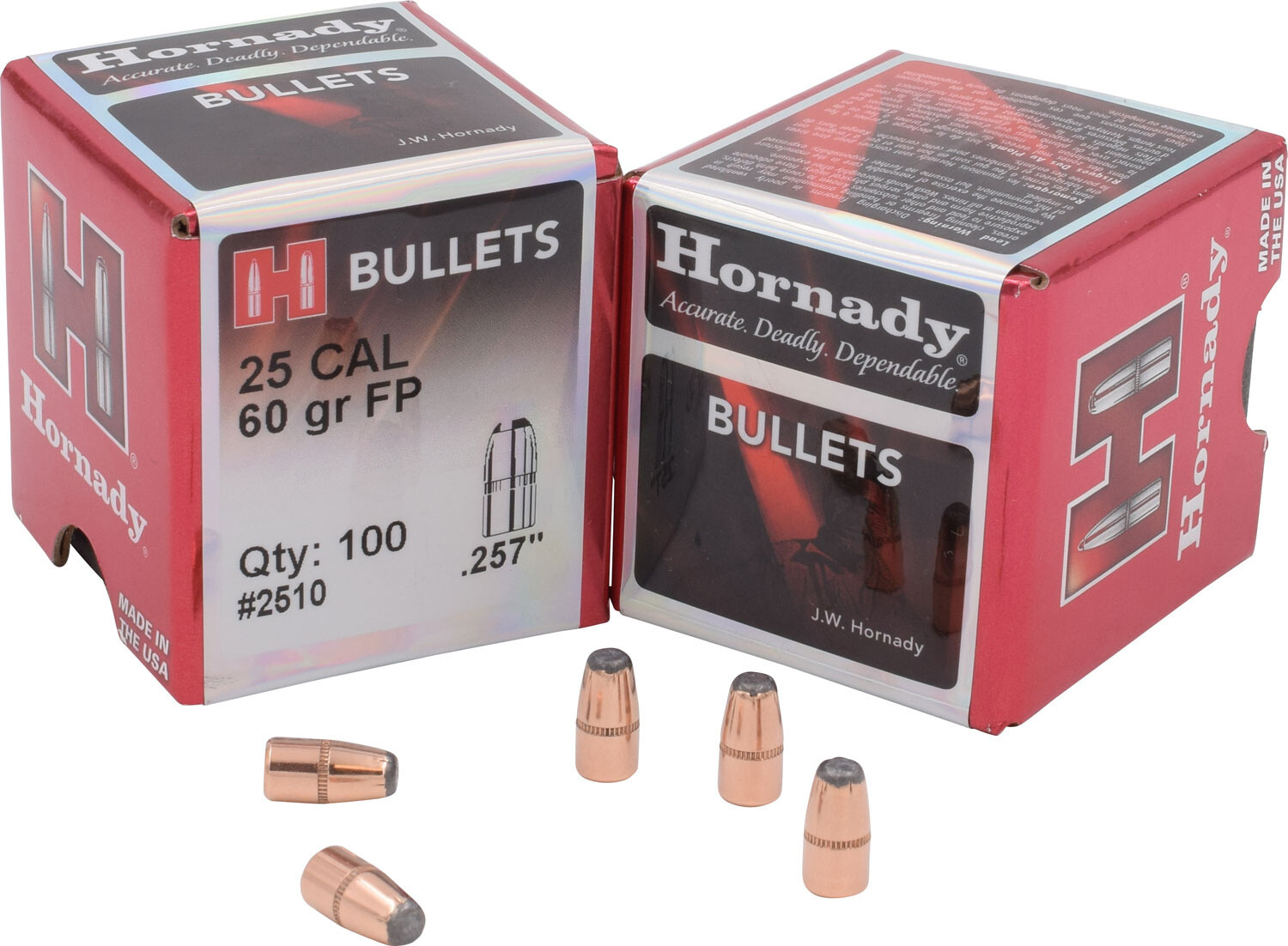 Hornady Bullet 25 Cal .257" 60 Grain Flat Point (100 Count) - Store ...