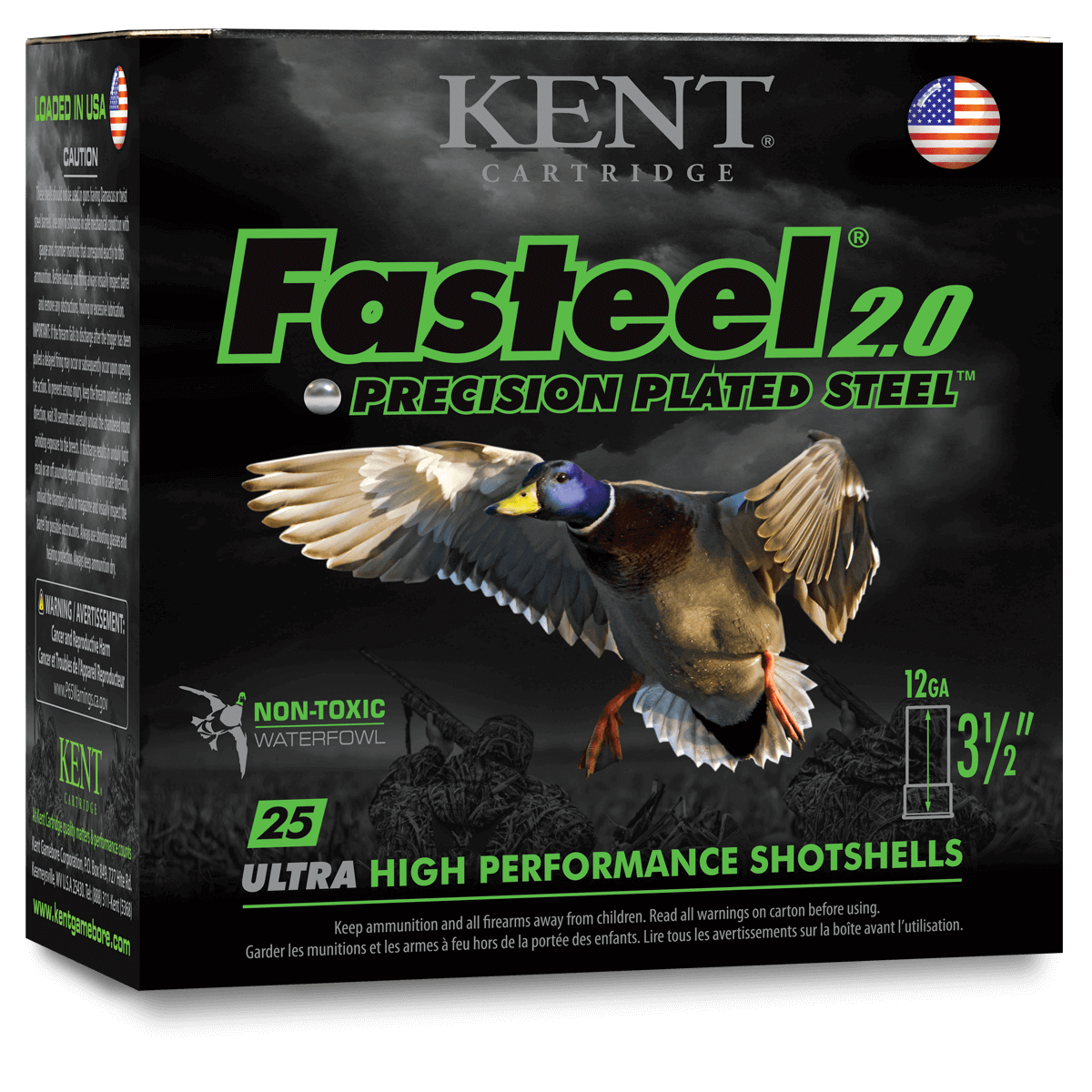 Kent Waterfowl Fasteel Precision Steel 12 Gauge 3 1/2" #2 (250 Rounds ...