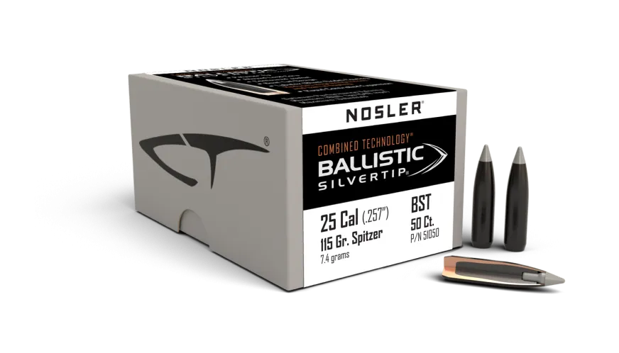 Nosler Ballistic Silvertip 25 Cal .257 115 Grain Spitzer (50 Count ...