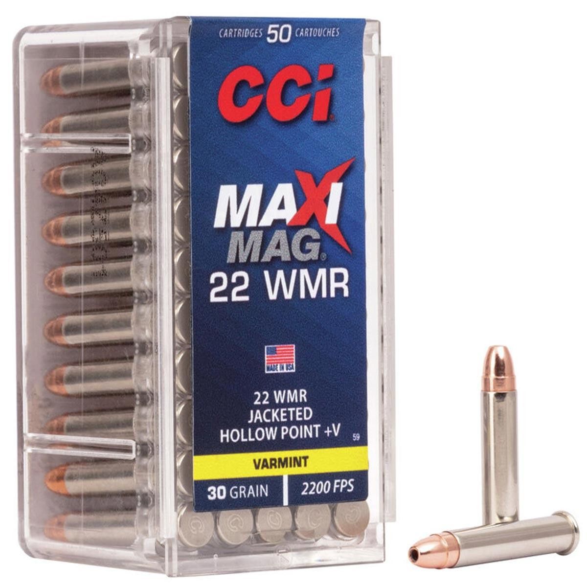 CCI Maxi-Mag HP+V .22 WMR 30 Grain JHP 2200 FPS (50-Rounds) - Triggers ...