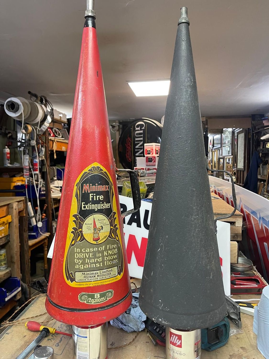 Cone-Shaped Vintage Fire Extinguishers