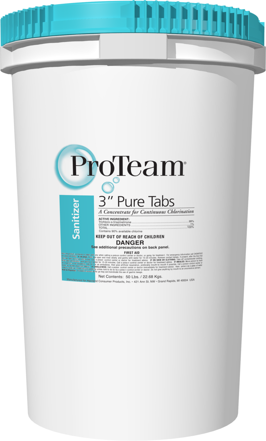 50 lb Drum 3" Pure Tabs Chlorine Tablets - Store - Farmer's Pool & Spas