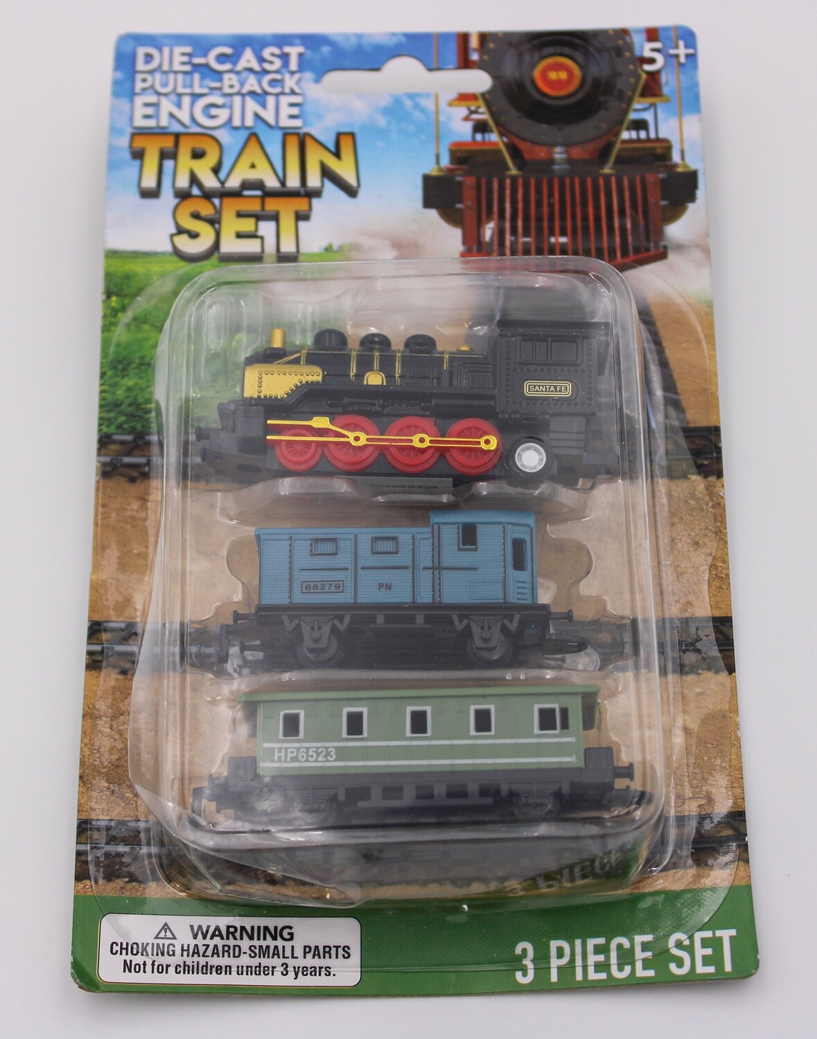 Die cast pull back engine train set (3 pc)