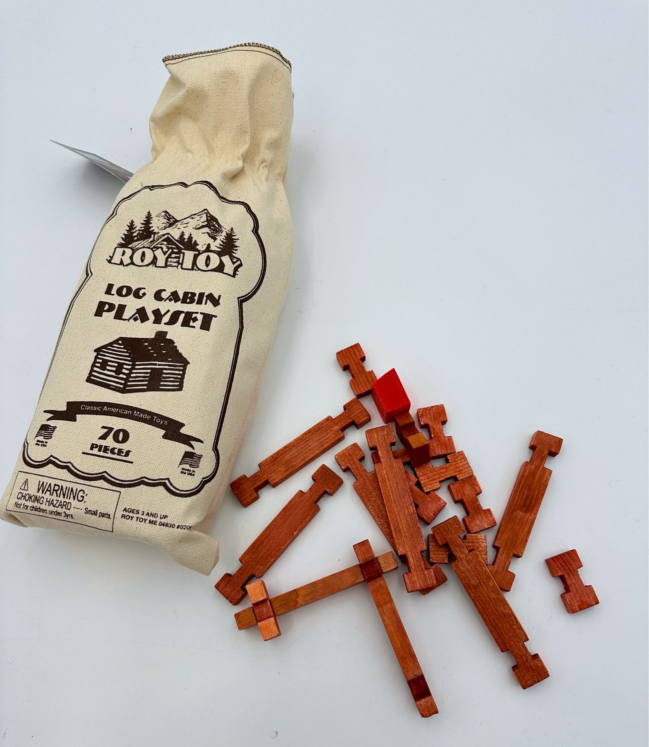 Roy Toy Log Cabin Playset 70pc