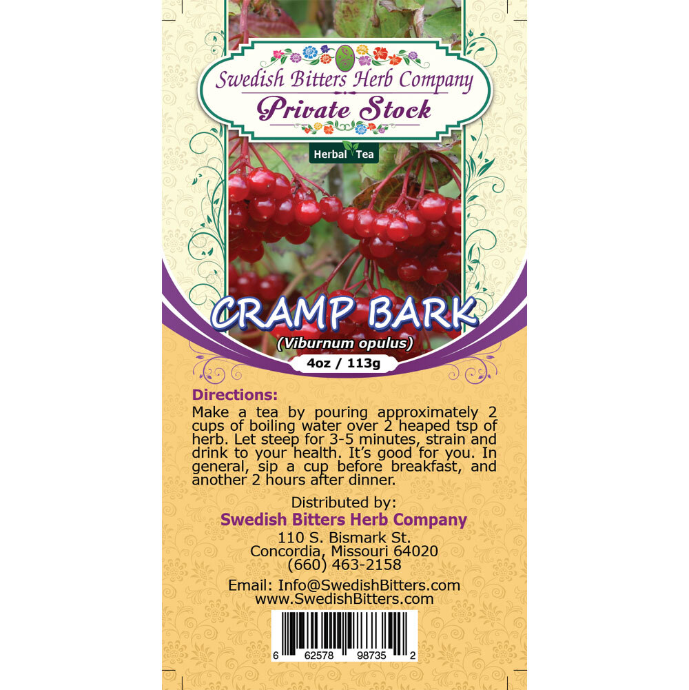 Cramp Bark (Viburnum opulus) Herbal Tea (4oz/113g) - Swedish Bitters ...