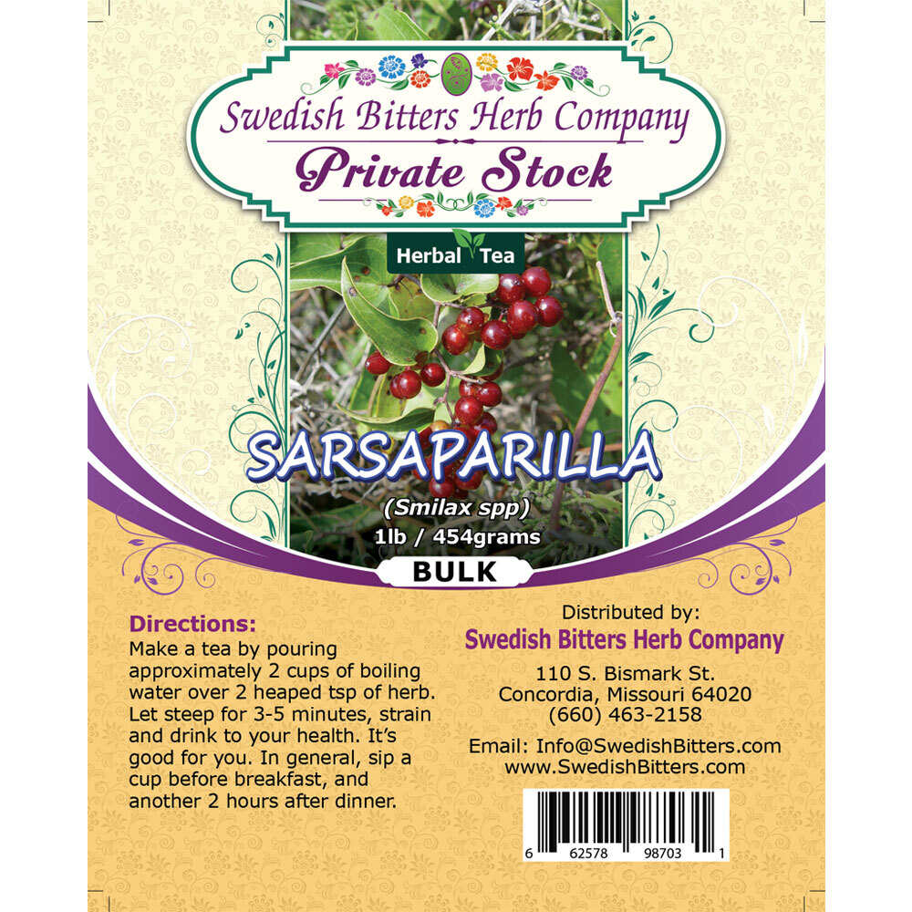 Sarsaparilla Root (Smilax Specie) Herbal Tea (1lb/454g) BULK - Swedish ...