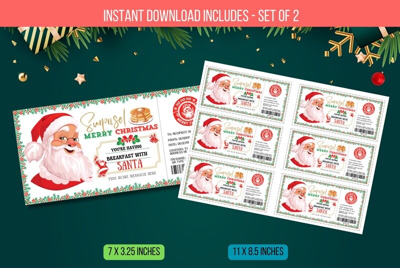 EDITABLE Breakfast with Santa Template Flyer, Breakfast Ticket, Pancake ...