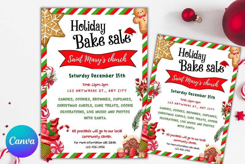 Holiday Bake Sale Flyer, Christmas Bake Sale, Bake Sale Flyer, Holiday ...