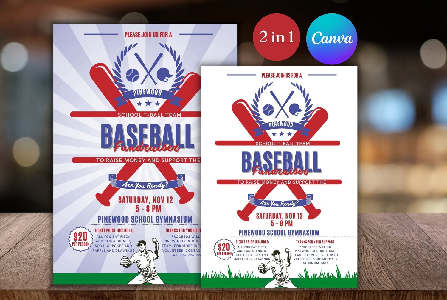Baseball Fundraiser Flyer, Editable Printable PTA PTO Flyer, School ... Baseball Fundraiser Flyer, Editable Printable PTA PTO Flyer, School ...