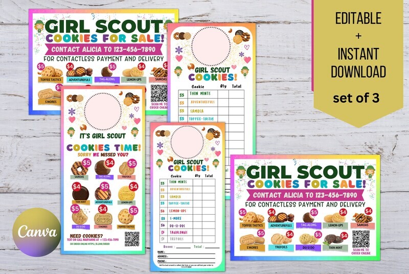 2023 Girl Scout Cookie Door hanger, Cookie Form, LBB and ABC Baker ...