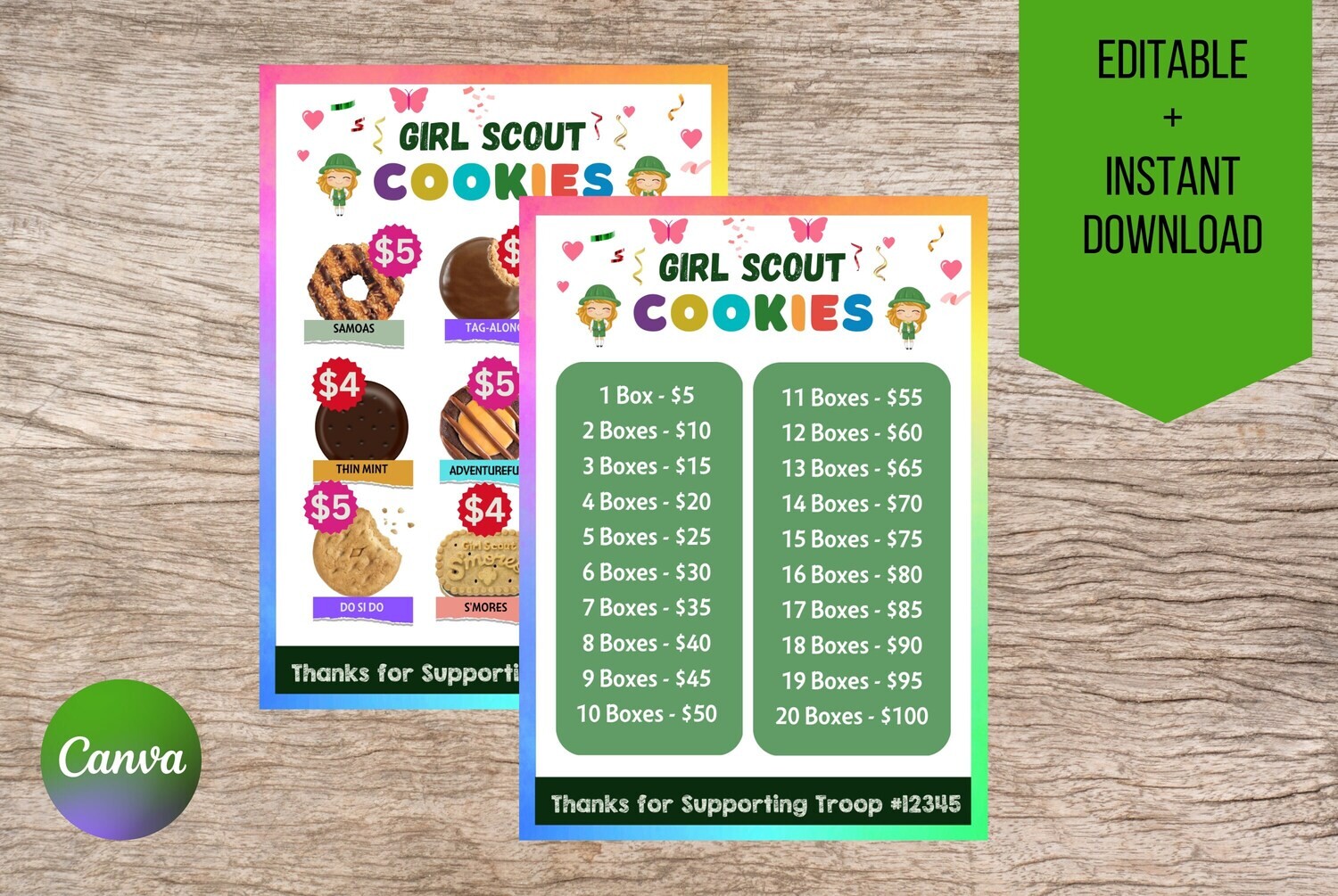 2023 LBB Girl Scout Lanyard, Editable Cookie Menu Price List Instant ...