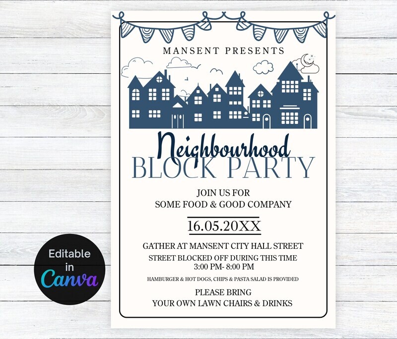 Neighborhood Dinner Party Invitations Printable