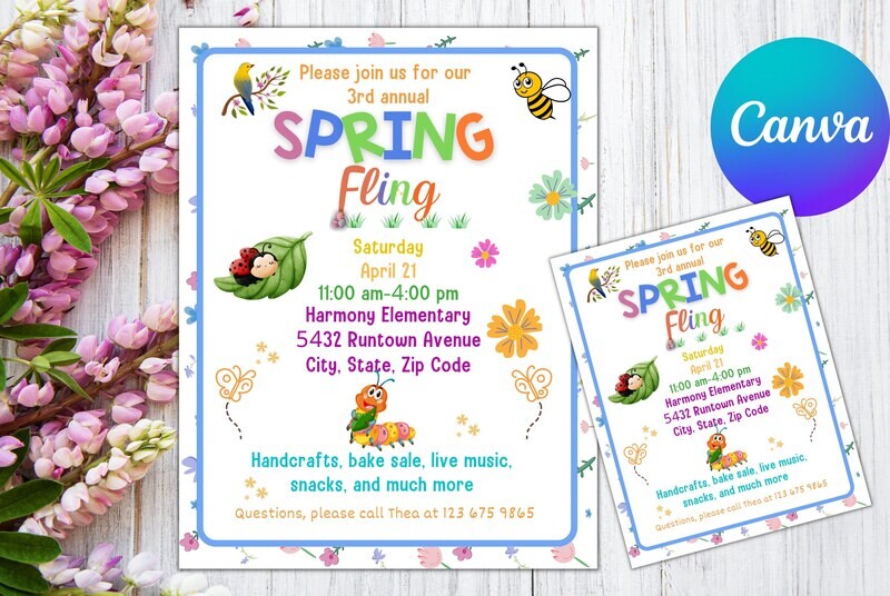 Spring market flyer, Fling EDITABLE poster for Bazaar, Easter festival ...