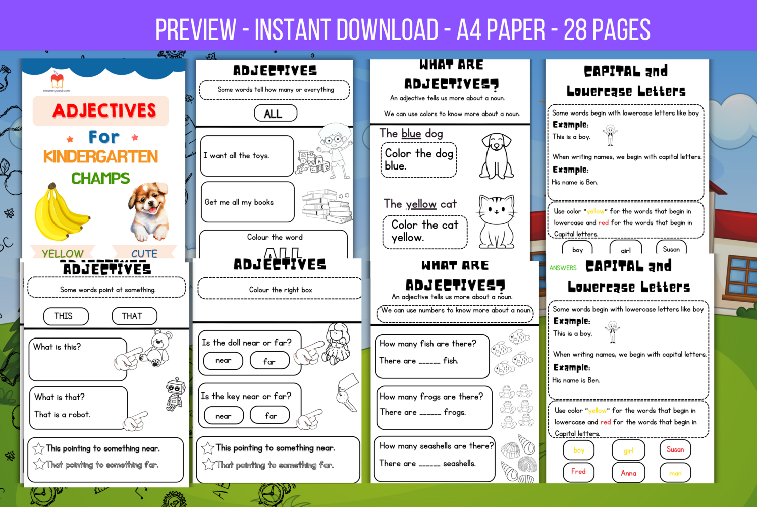 Kindergarten worksheet, Adjective worksheet, Learning adjectives, Parts ...