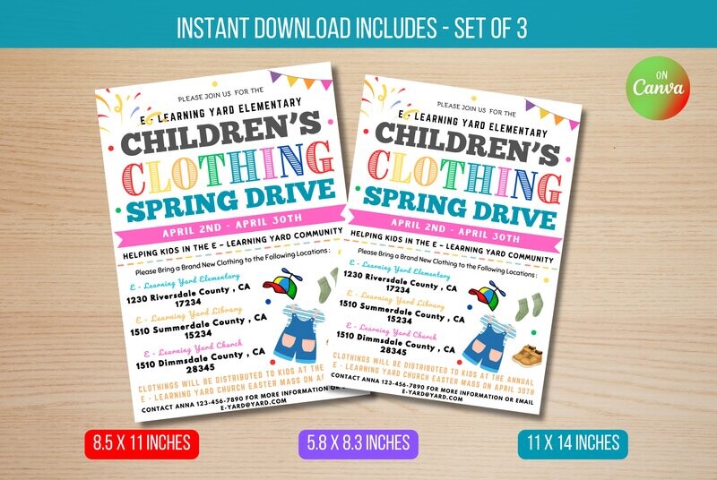 EDITABLE Children Clothing Drive Flyer, PTA PTO Flyer, School Church ... EDITABLE Children Clothing Drive Flyer, PTA PTO Flyer, School Church ...