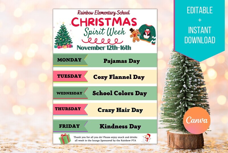 Christmas Spirit Week Editable Itinerary Schedule | Printable DIY ... Christmas Spirit Week Editable Itinerary Schedule | Printable DIY ...