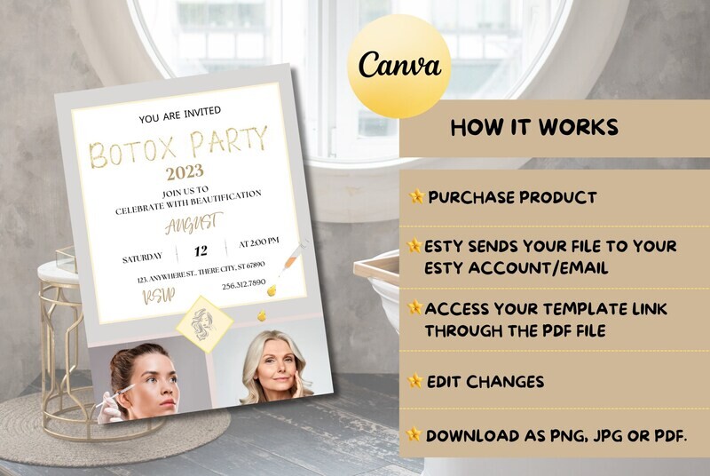 EDITABLE Botox Party Flyer, Botox Party Invitation, Botox Party Invite ...