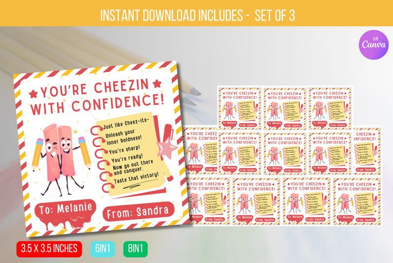 EDITABLE You are Cheezin with Confidence, Cheese Cracker Thank You Tag ...