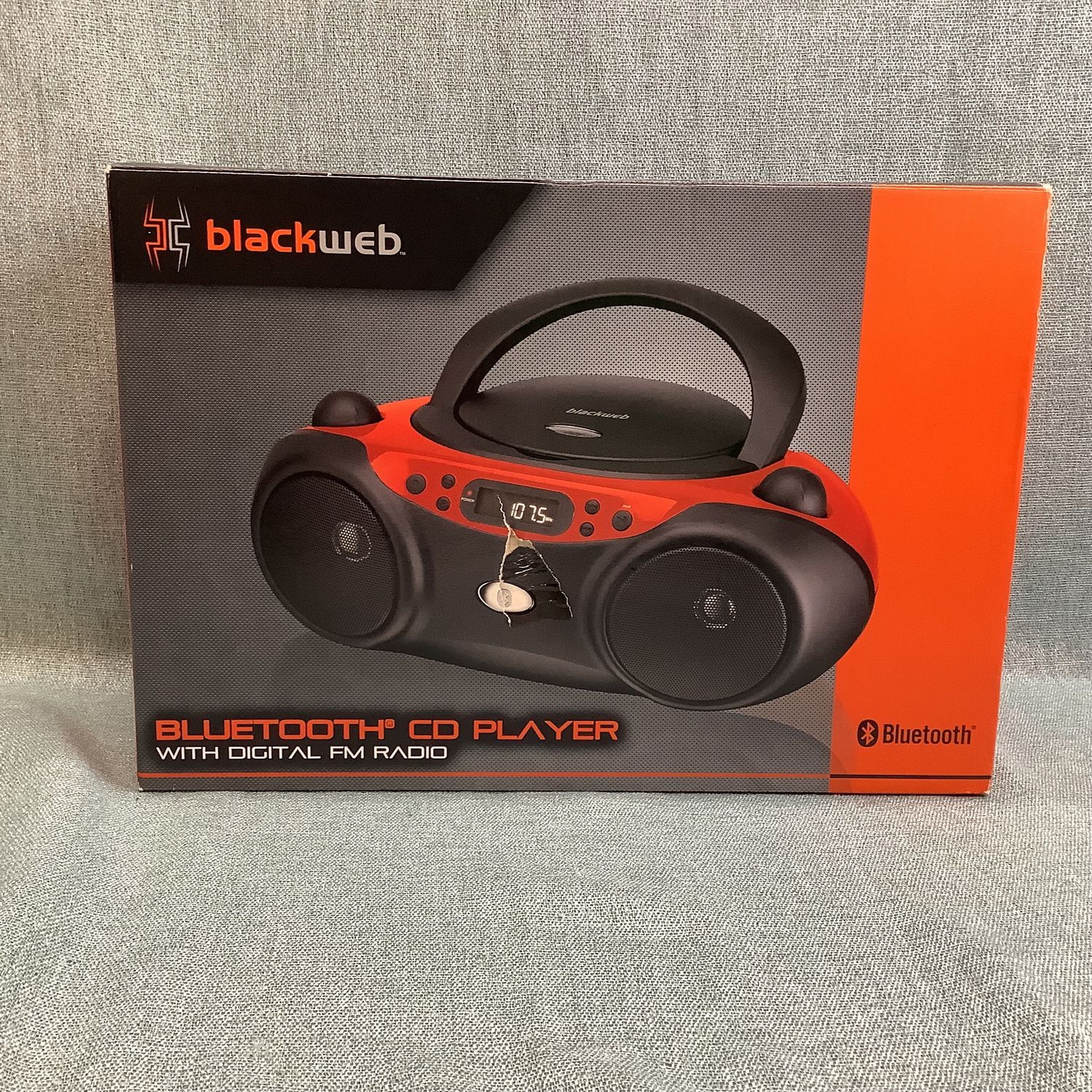 Blackweb Bluetooth CD Player with FM Radio, Red and Black - RS3878