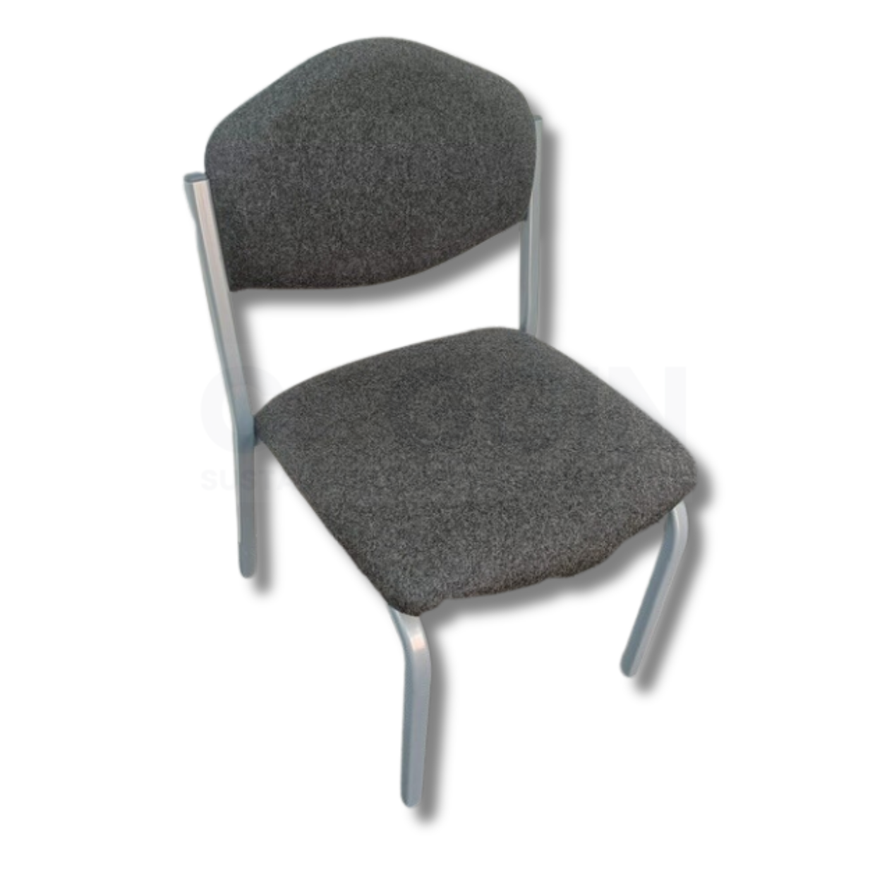 Used Heavy Duty Stacking Chairs - Grey Fabric - Silver Frame
