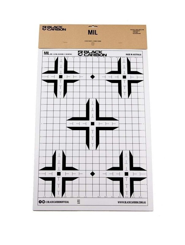 Black Carbon MIL Sight-in Paper Targets - 5 Per Pack