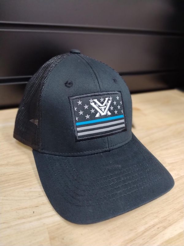 Vortex Blue Line Flag Logo Cap Hat, Black