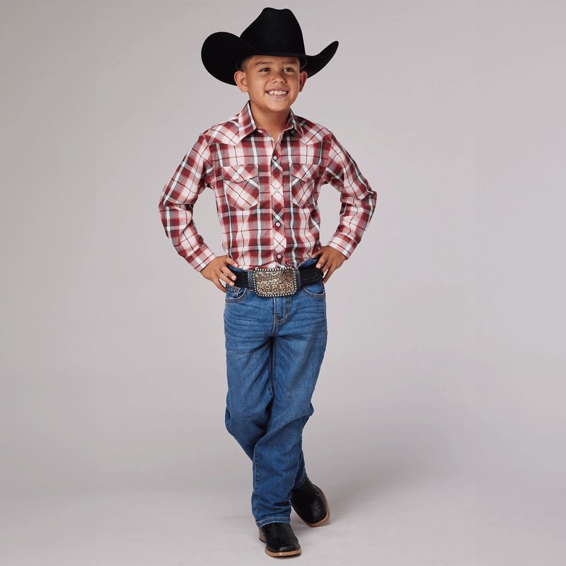 ROPER BOYS KARMAN CLASSIC PLAID RED SHIRT