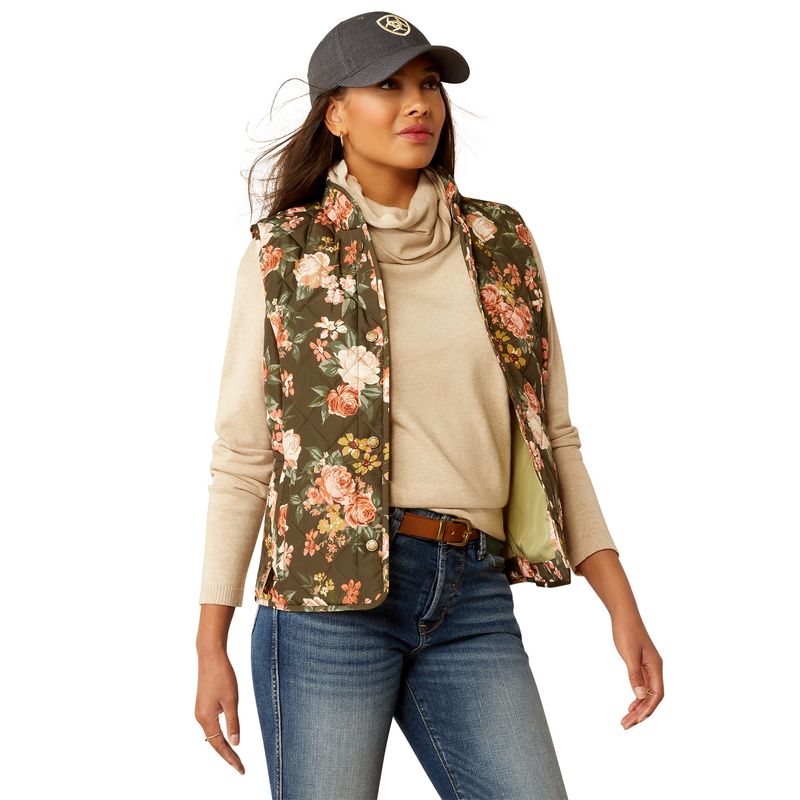 ARIAT WOMENS WOODSIDE VEST ROSEGARDEN PRINT.