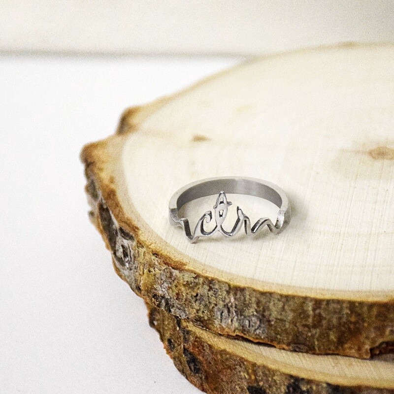 #170 CTR Cursive Ring - Stainless Steel