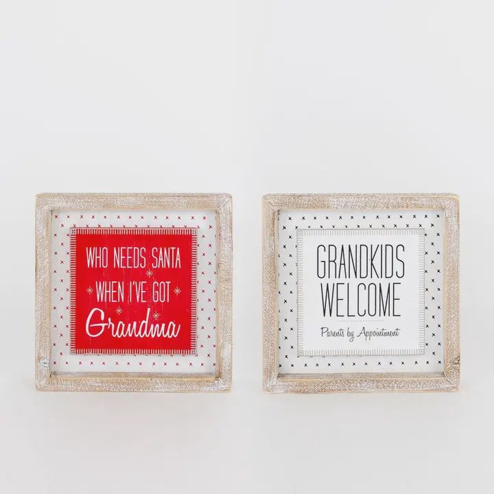 GrandKids Welcome Reversible Wooden Sign