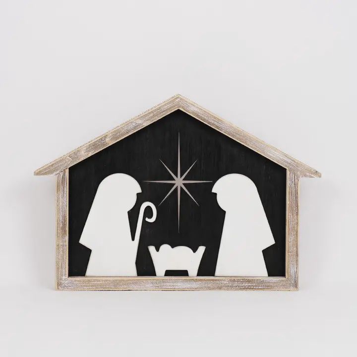Framed Nativity Wooden Sign