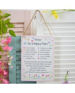 Recipe For A Happy Mum Hanging Plaque