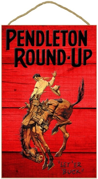 Pendleton Round-Up Barnwood Rope Sign